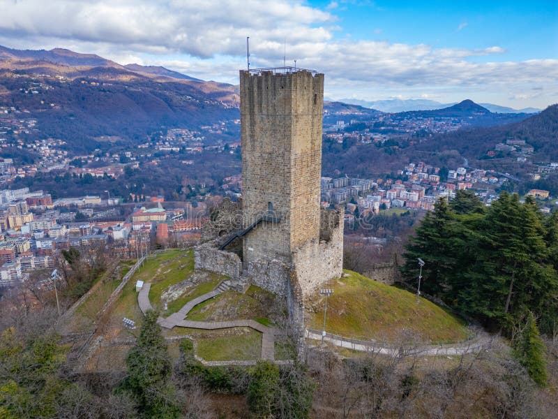 Castello Baradello Overlooking Italian Town Como Editorial Photo ...