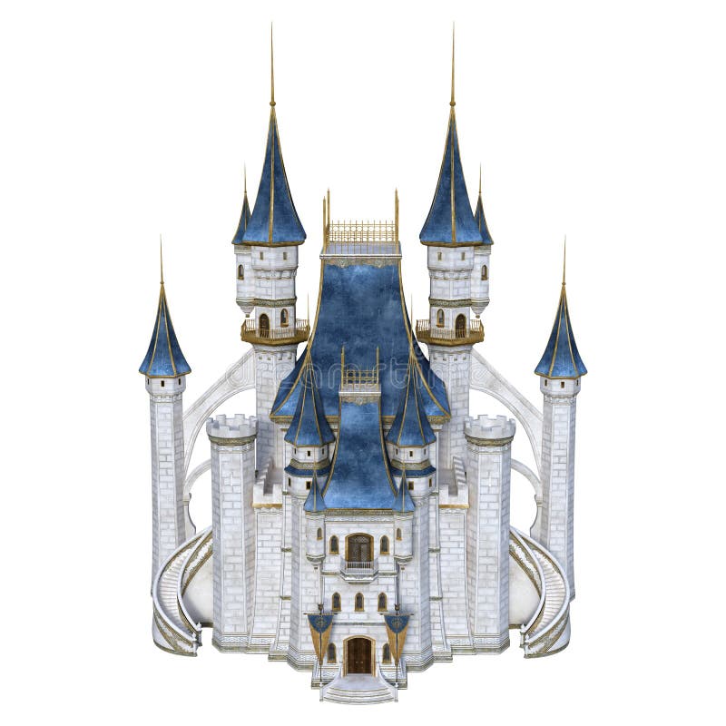 Castello Di Fiaba Della Rappresentazione 3D Su Bianco Illustrazione di ...