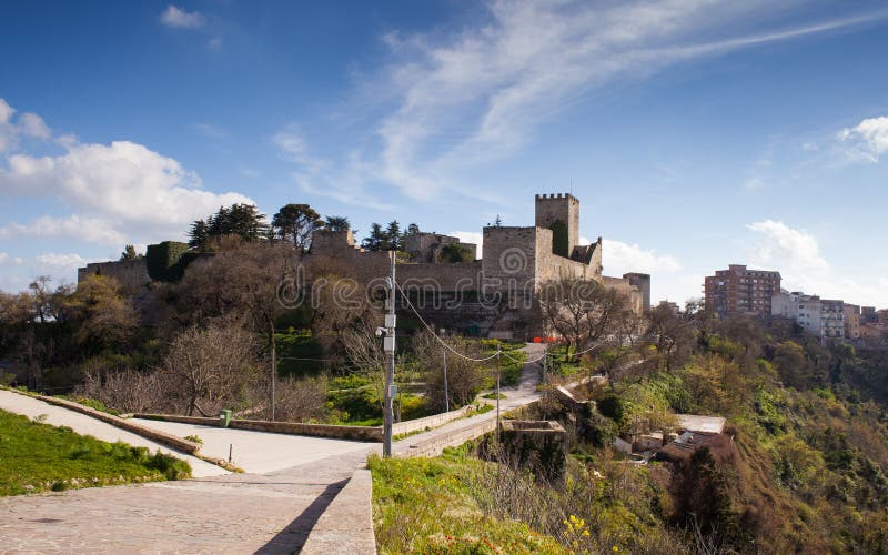 The Castello Di Lombardia, Enna Stock Photo - Image of tower, enna ...