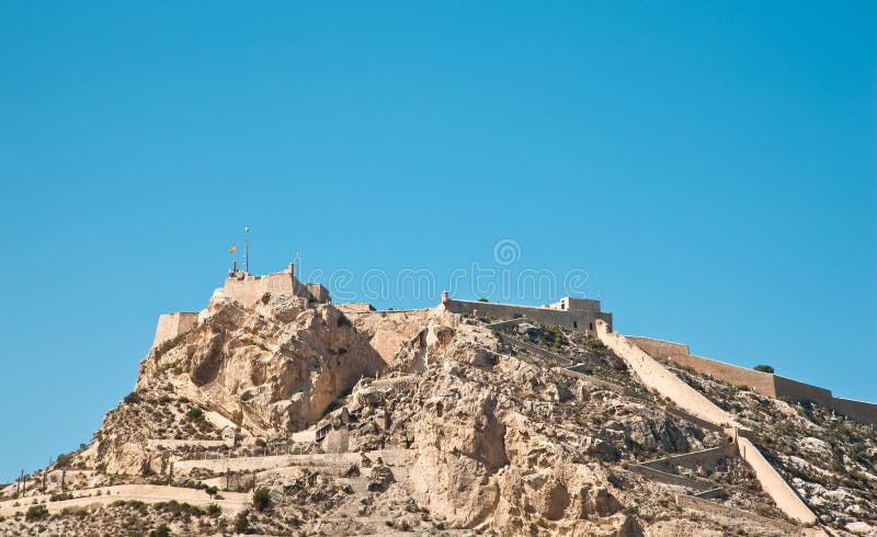 Castello Di Santa Barbara a Alicante, Spagna Immagine Stock - Immagine ...