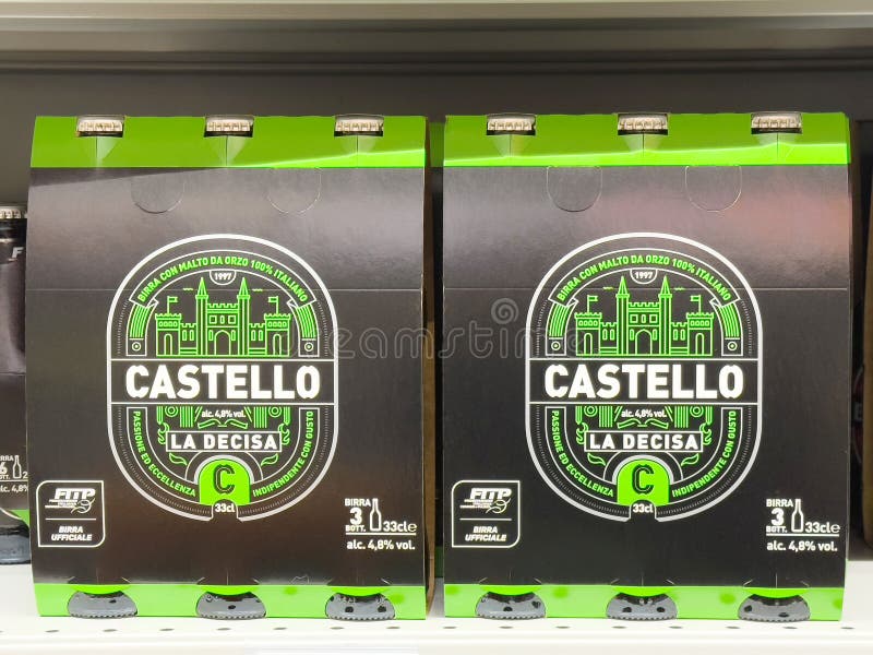 Castello La Decisa Beer Six-pack in Green Packaging on Store Shelf ...