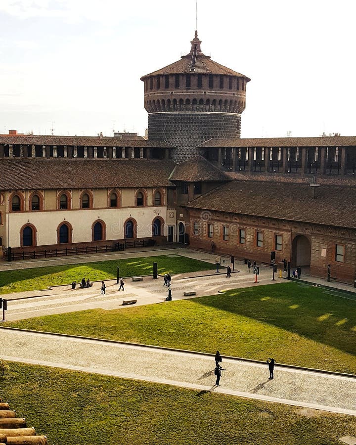 Milan sforzesco castle stock image. Image of castello - 112647307