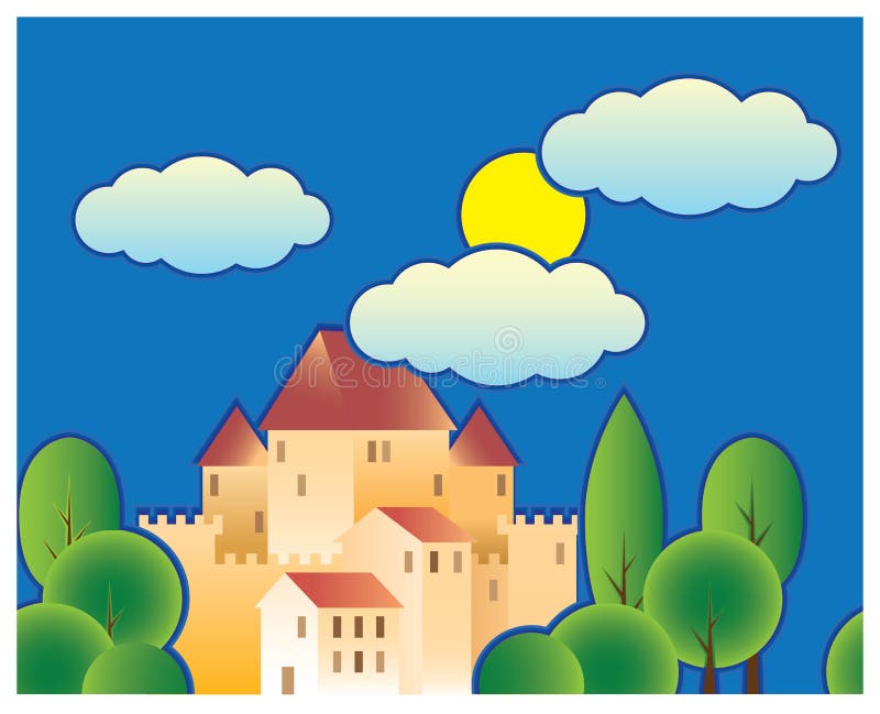 Castello Stilizzato Di Fiaba Illustrazione Vettoriale - Illustrazione ...