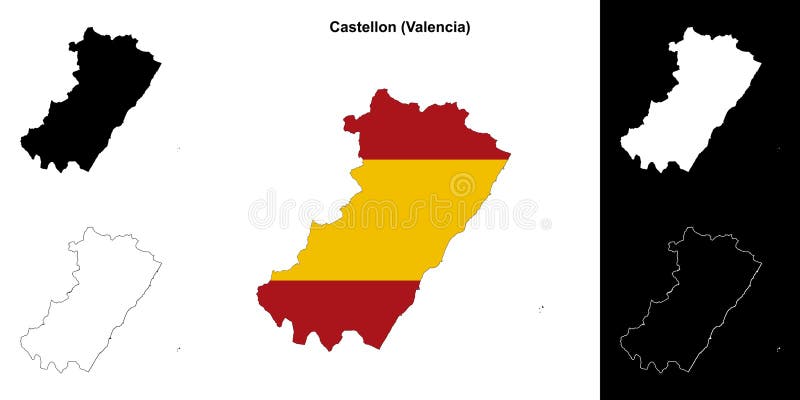 Castellon outline map stock vector. Illustration of spain - 334893089