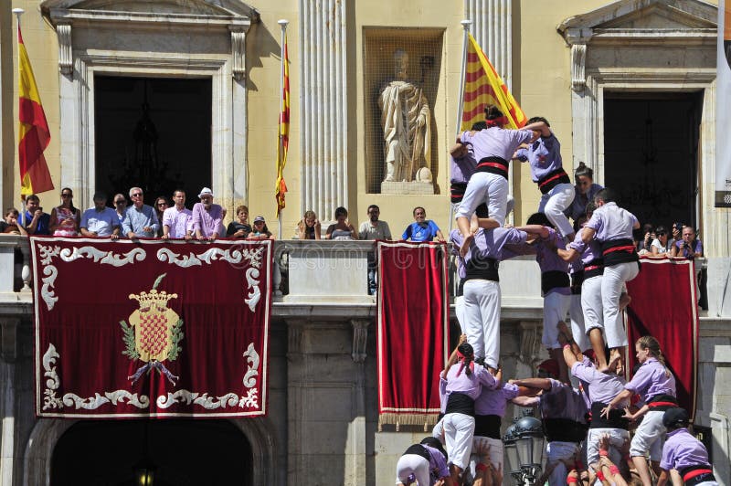 Castells, Human Towers in Tarragona, Spain Editorial Image - Image of ...