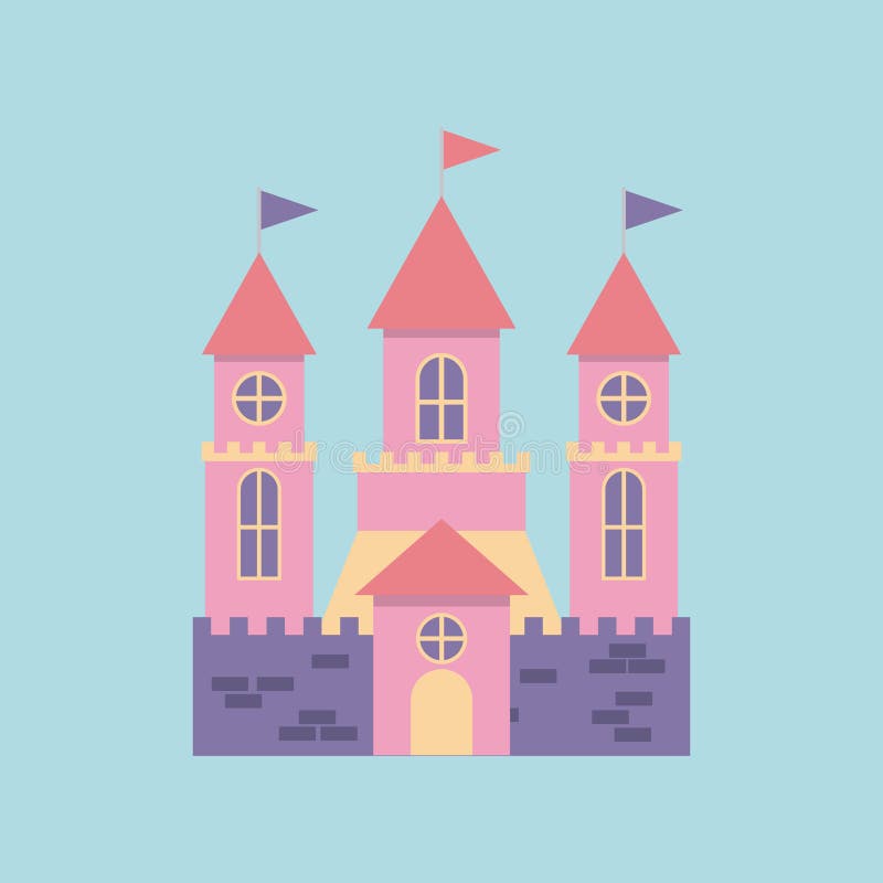 Castelo Cor-de-rosa Bonito Da Fantasia Ilustração Stock - Ilustração de ...