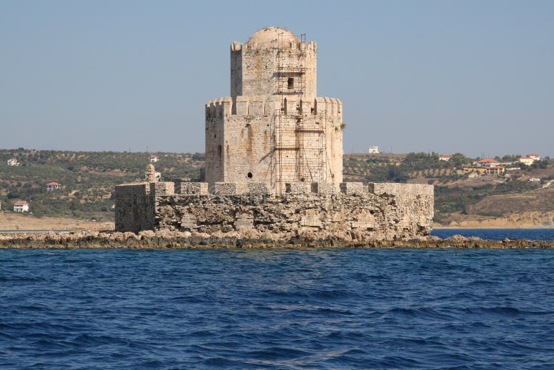 Castelo De Methoni Com O Andaime Em Peloponnese, Messenia Imagem de ...