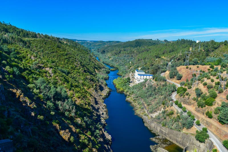 Castelo De Bode Dam Beautiful Nature Tree Landscape, Portugal Stock ...