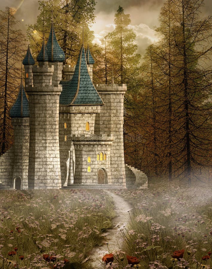 O Castelo Encantado No Ano Novo Feliz Congelado Da Floresta E O Feliz ...