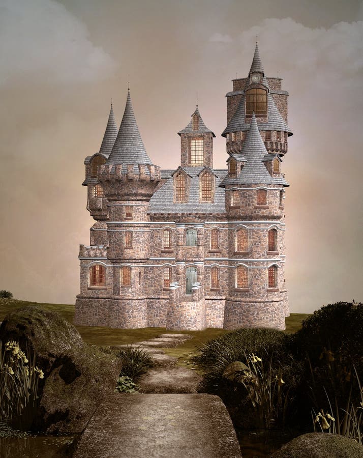 Castelo encantado ilustração stock. Ilustração de lagoa - 31849174