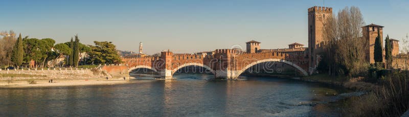 Castelvecchio and Its Bridge, in Verona Stock Image - Image of artistic ...