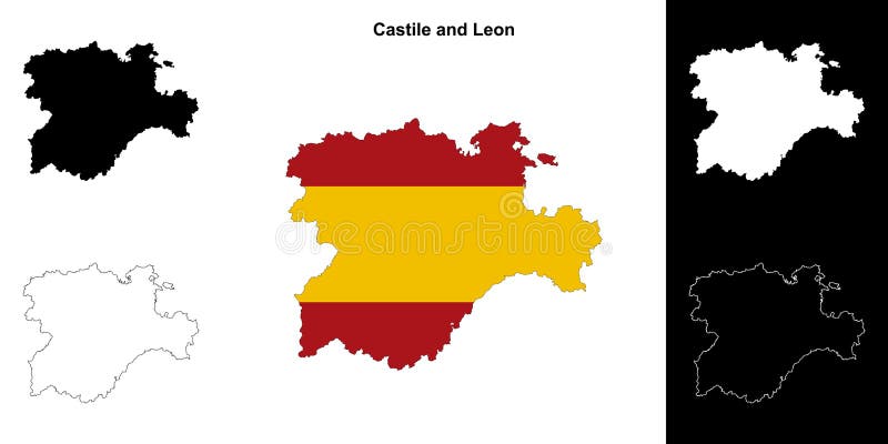Castile and Leon Outline Map Stock Vector - Illustration of boundaries ...