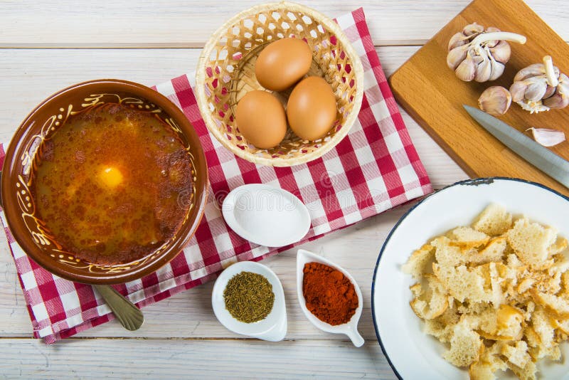 Sopa De Ajo , Castilian Garlic Soup , Spanish Food Stock Image - Image ...
