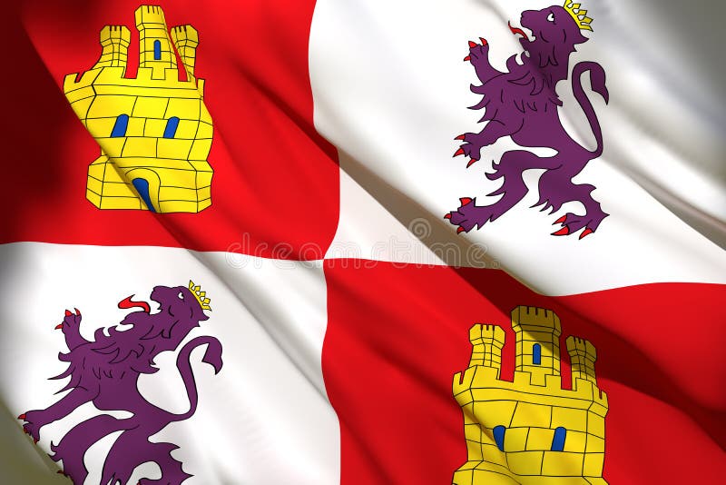 Castilla Leon Community Flag Stock Illustration - Illustration of ...