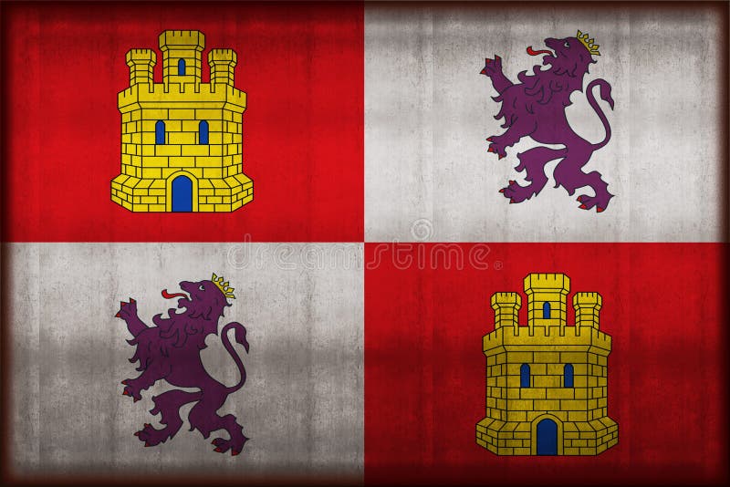 Old Castilla Leon flag stock illustration. Illustration of leon - 111463514