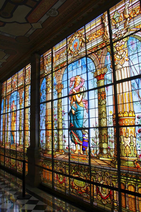 Stained Glass Window in Chapultepec Castle, Mexico City. IV Stock Photo ...