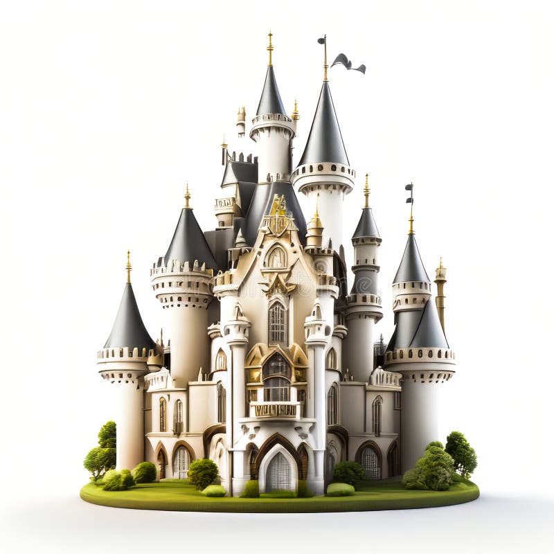 Castillo De Lujo Con Fondo Blanco Stock de ilustración - Ilustración de ...