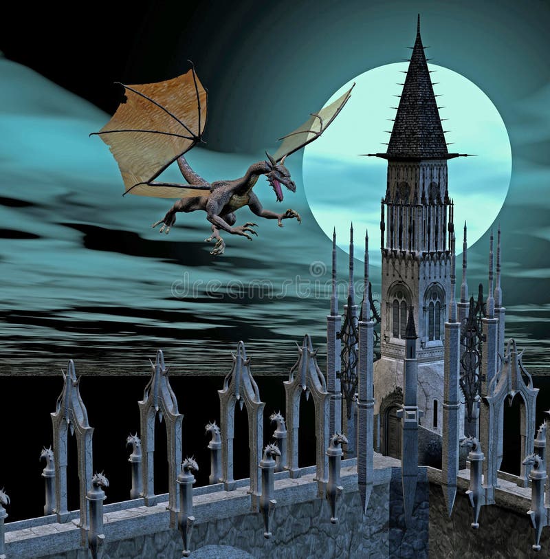Castillo del dragón stock de ilustración. Ilustración de grande - 19926847