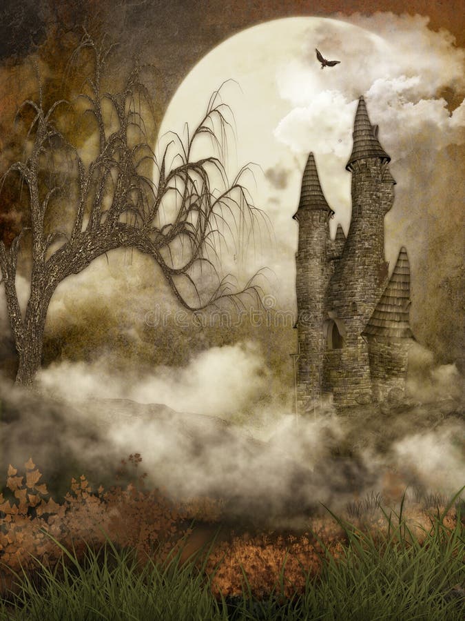 Castillo fantasmagórico stock de ilustración. Ilustración de contextos ...