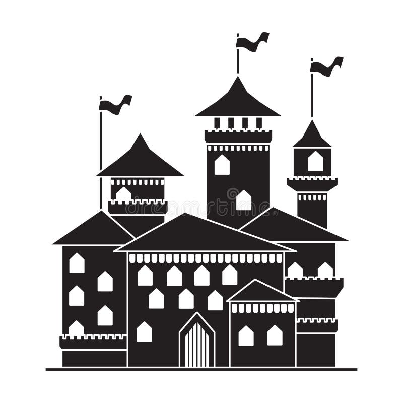 Castillo Medieval Vector Iconnegro Icono Vector Aislado En Fondo Blanco ...