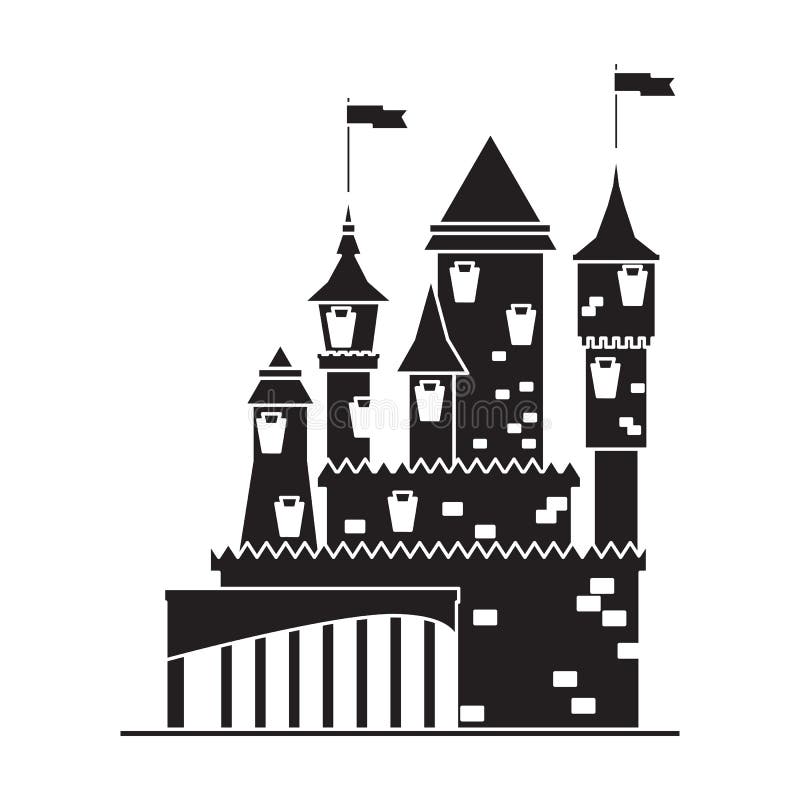 Castillo Medieval Vector Iconnegro Icono Vector Aislado En Fondo Blanco ...