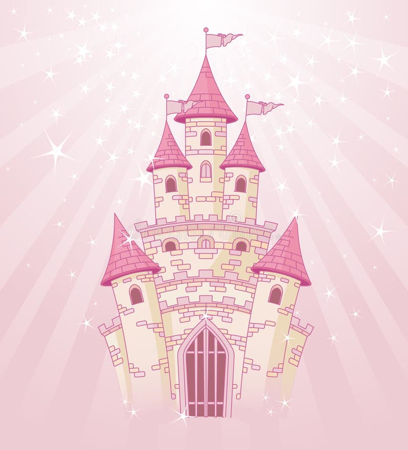 Castillo rosado del cielo ilustración del vector. Ilustración de reino ...