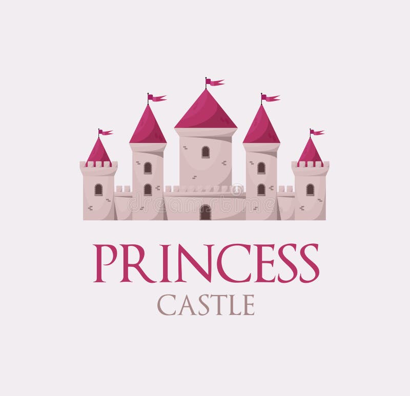 Castillo Vectorial Medieval De Princesa Rosa. Ilustración del Vector ...