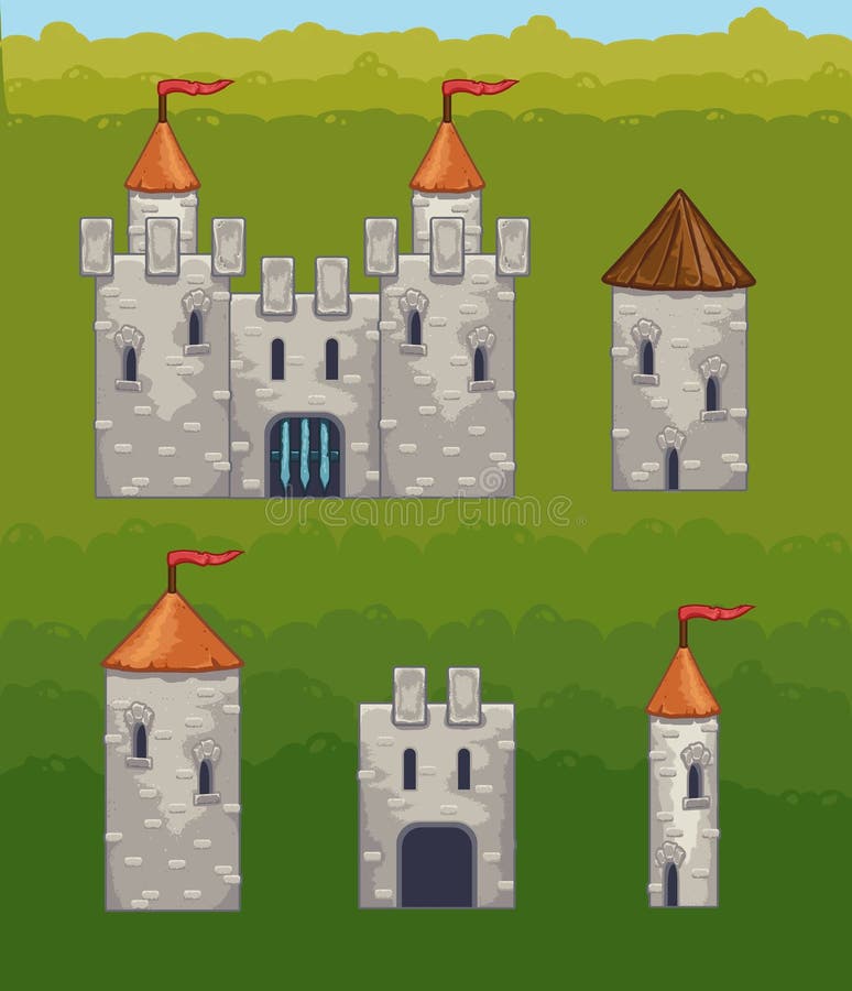 Castillos E Iconos De Las Fortalezas Fijados Ilustración del Vector ...