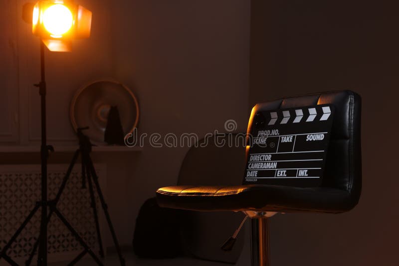 Casting Call. Chair, Clapperboard and Different Equipment in Modern ...