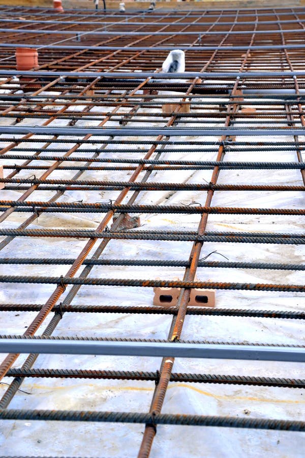 Casting of the Concrete Floors Stock Image - Image of design, iron ...