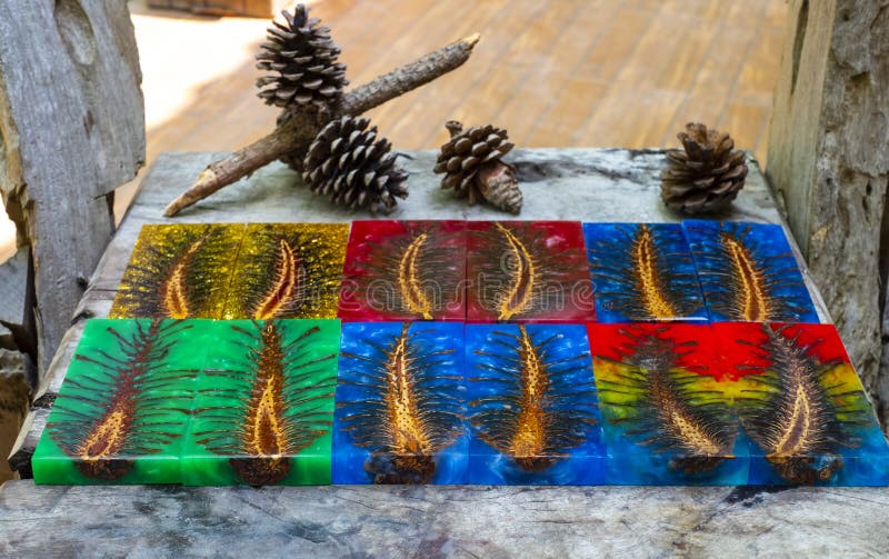 Casting Epoxy Resin Stabilizing Pine Cone Abstract Art Background Stock ...