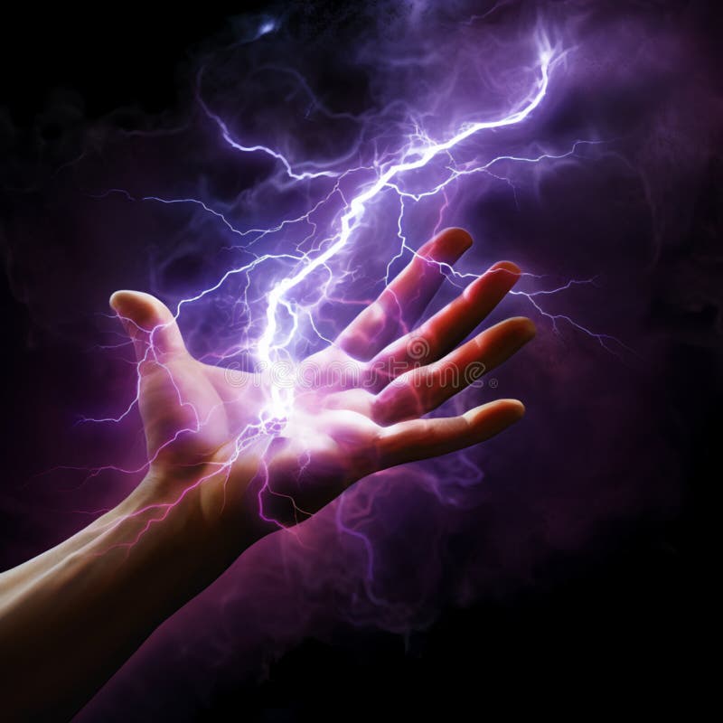 Casting Lightning from Your Fingertips. AI Generative Stock ...