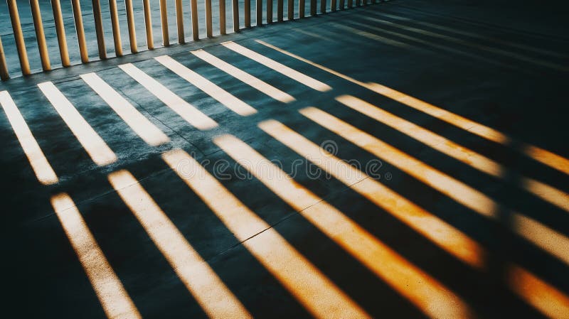 Casting Parallel Shadows of a Fence on an Industrial Floor, Creating a ...
