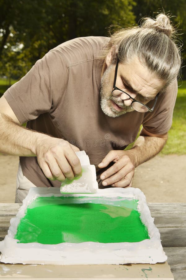 Making Artwork of Tabula Smaragdina To Rubber Form Stock Image - Image ...