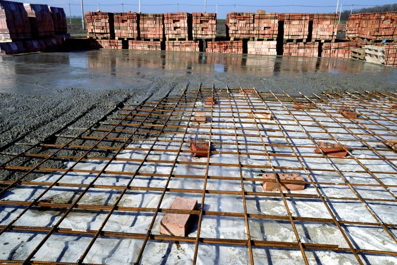 Casting of the Concrete Floors Stock Photo - Image of concrete, brick ...