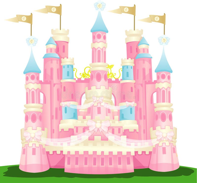 Vector Pink Princess Magic Castle. Stock Vector - Illustration of ...
