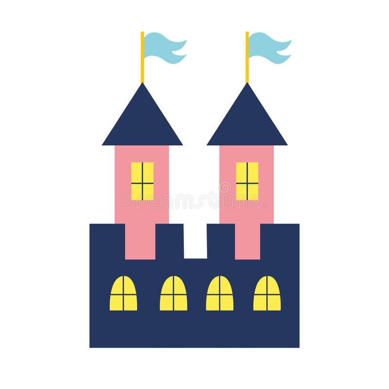 Cute Castle in Cartoon Style. Tower Isolated Element Flat Design Stock ...