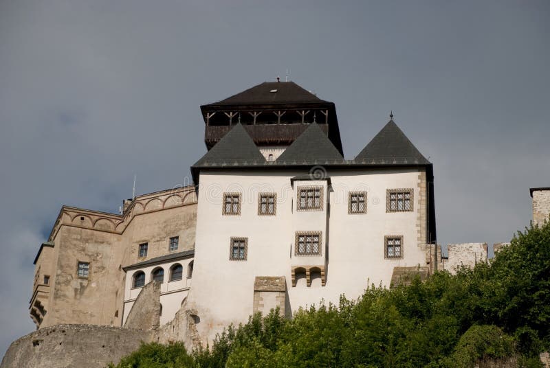 Trencin Castle at sunset stock photo. Image of building - 13068988