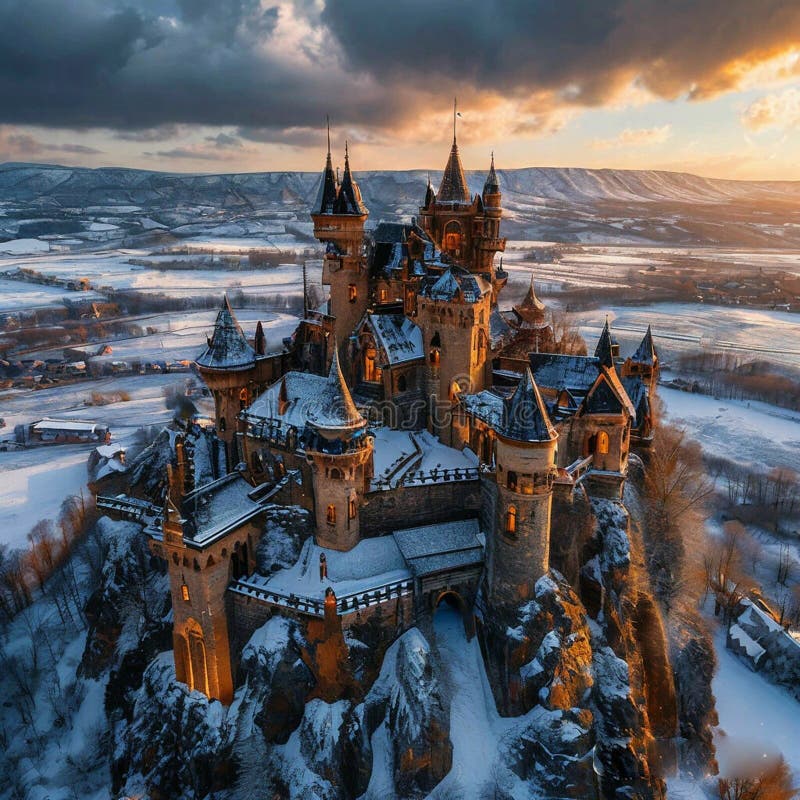 Castle from above stock illustration. Illustration of reflection ...