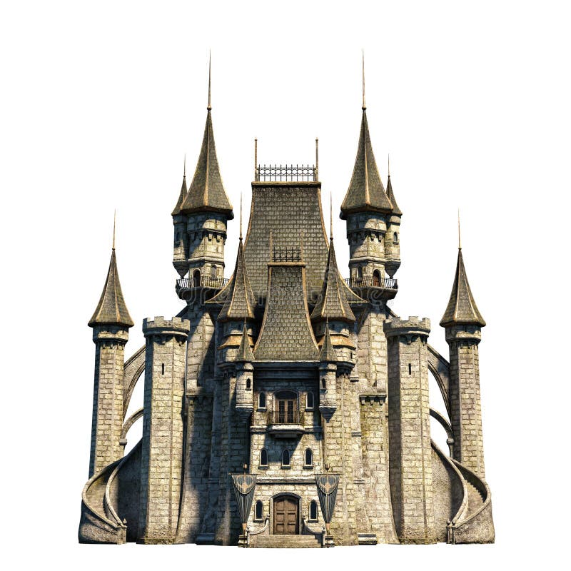 Castle Academy Fantasy Architecture with Spires and Stairs, 3D ...