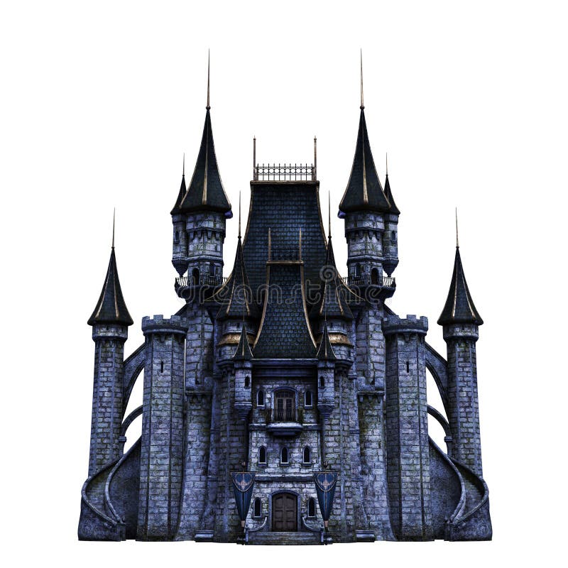 Castle Academy Fantasy Architecture with Spires and Stairs, 3D ...
