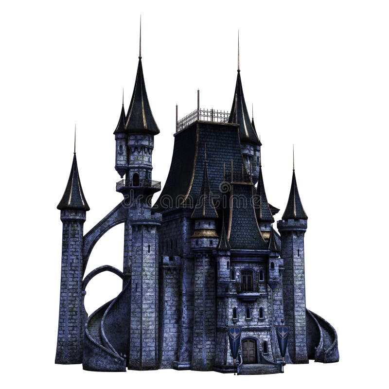 Castle Academy Fantasy Architecture with Spires and Stairs, 3D ...