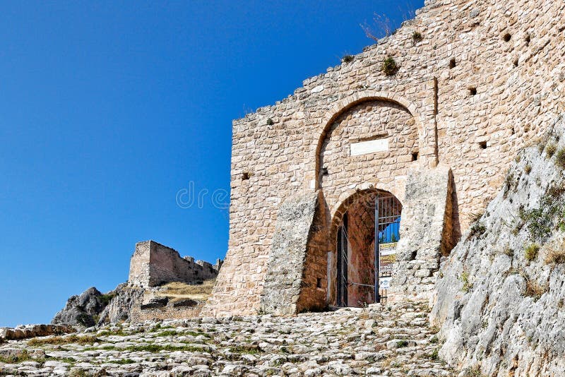 The Castle of Akrokorinthos, Greece Stock Photo - Image of gate ...