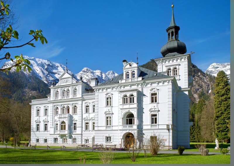Castle In Alps Mountains In Austria In Winter Stock Photo - Image of ...