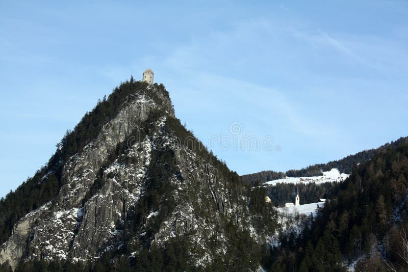 Castle in Alps Mountains in Austria in Winter Stock Image - Image of ...