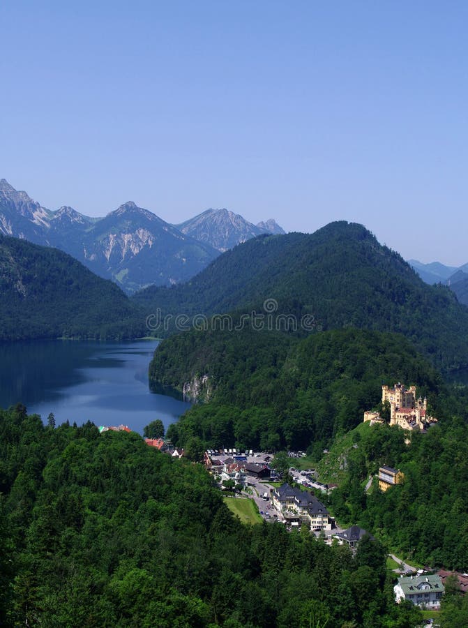 Castle in Bavarian Alps stock image. Image of green, trees - 20127625