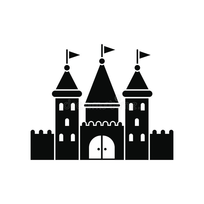 Castle black simple icon stock vector. Illustration of fortress - 79660109
