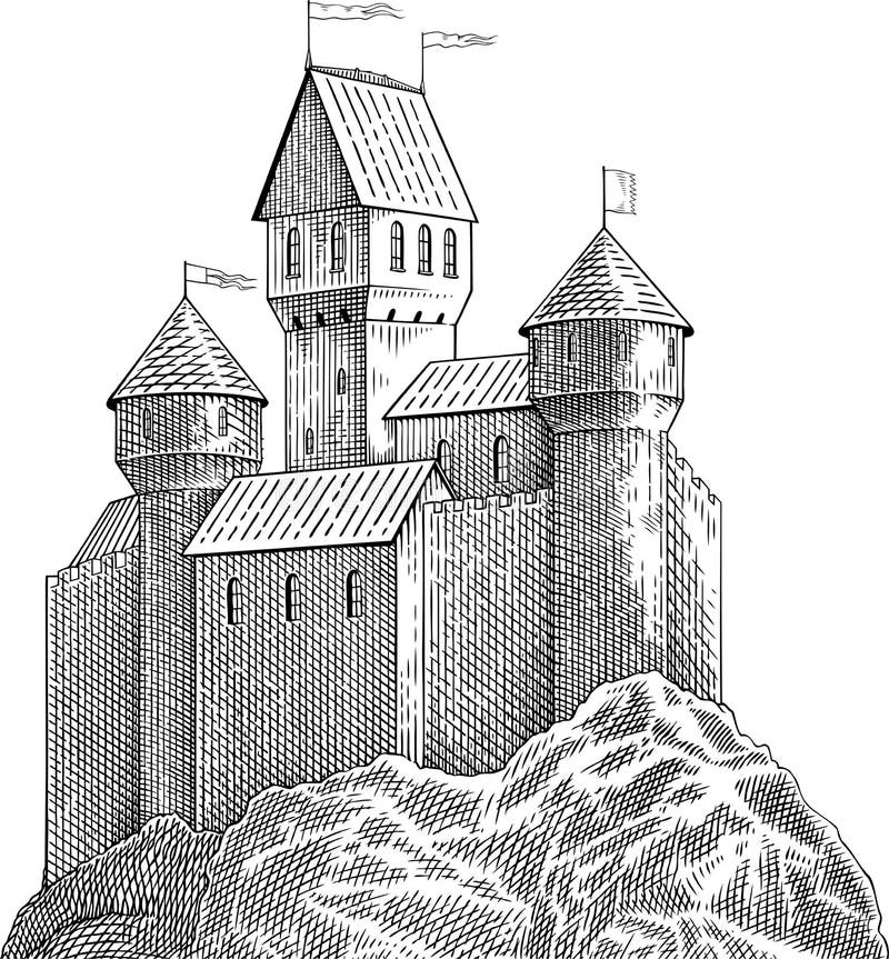 Woodcut Castle Stock Illustrations – 156 Woodcut Castle Stock ...