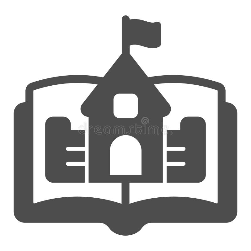 Castle at Book Solid Icon, Fairy Tale Concept. Vector Graphics Stock ...