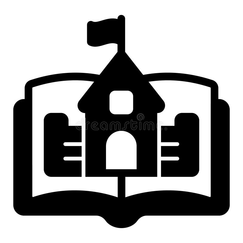 Castle at Book Solid Icon, Fairy Tale Concept. Vector Graphics Stock ...